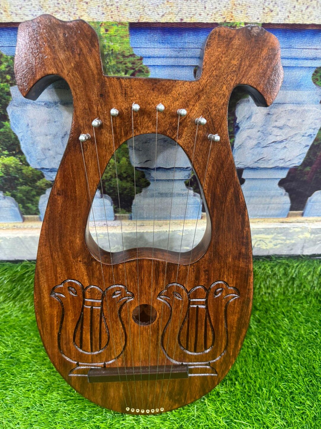 Handcrafted 8-string Lyre Harp Rosewood Musical Instrument Unique Gift ...
