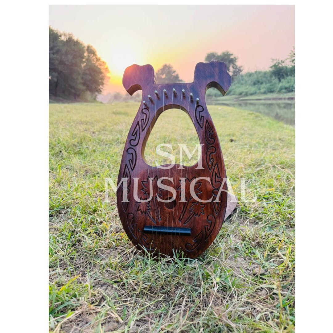 8-string Lyre Harp - Handcrafted Mahogany String Instrument for ...