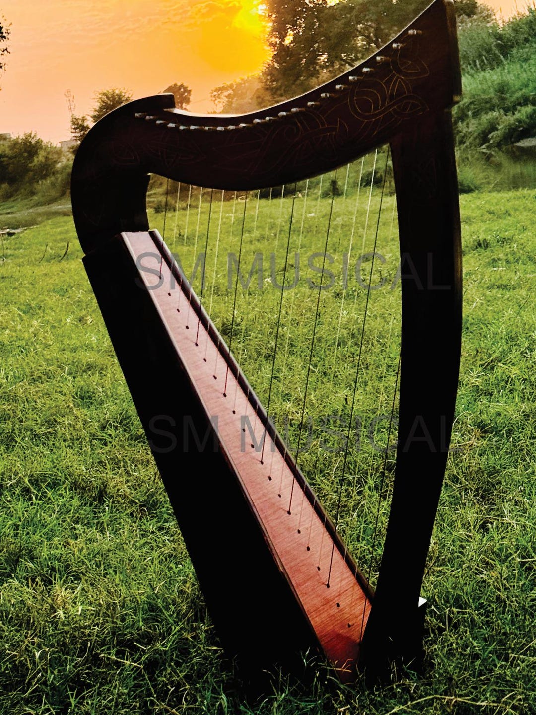 Handmade 22-string Rosewood Lever Harp | Perfect for Beginners ...