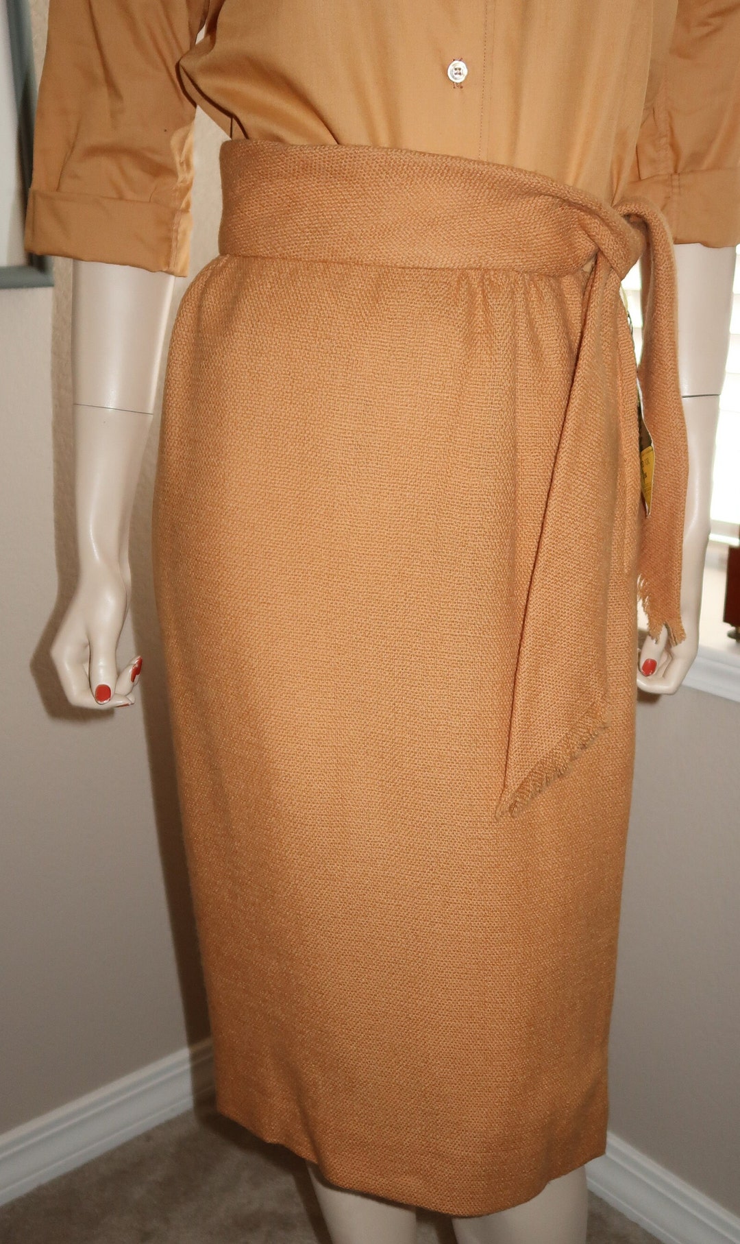 Vtg Majestic 100% Textured Wool Side Sash Tie Skirt - Etsy