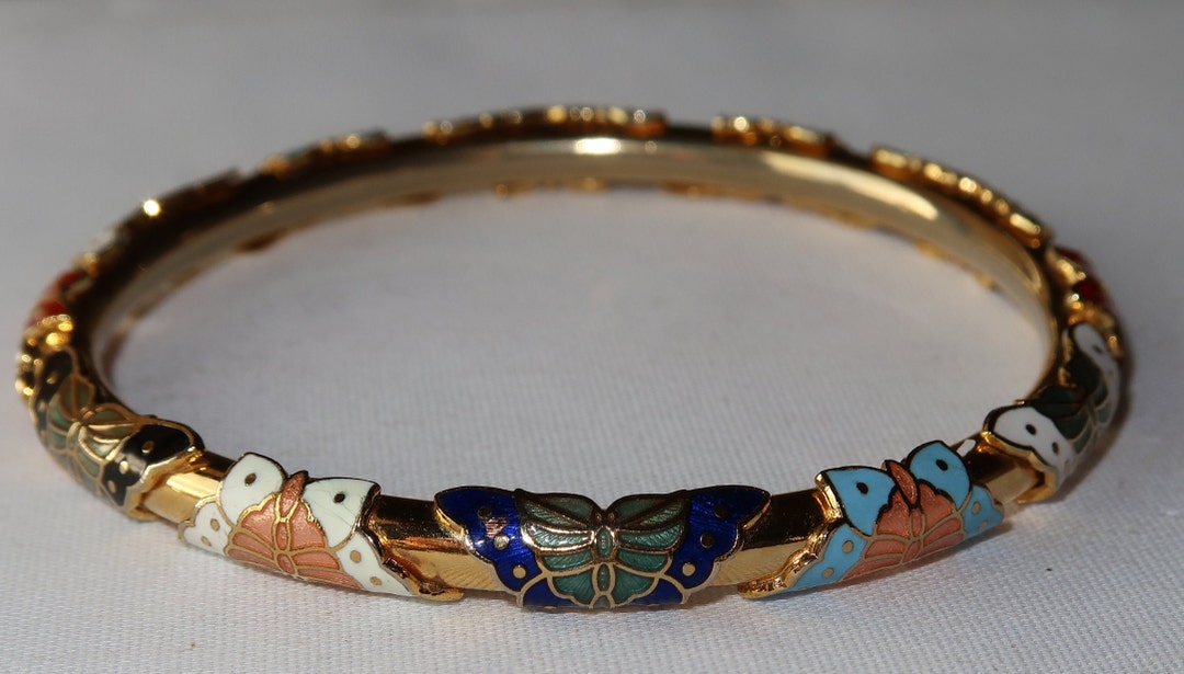 Vtg Enamel Butterfly Bangle Costume Jewelry Bracelet - Etsy