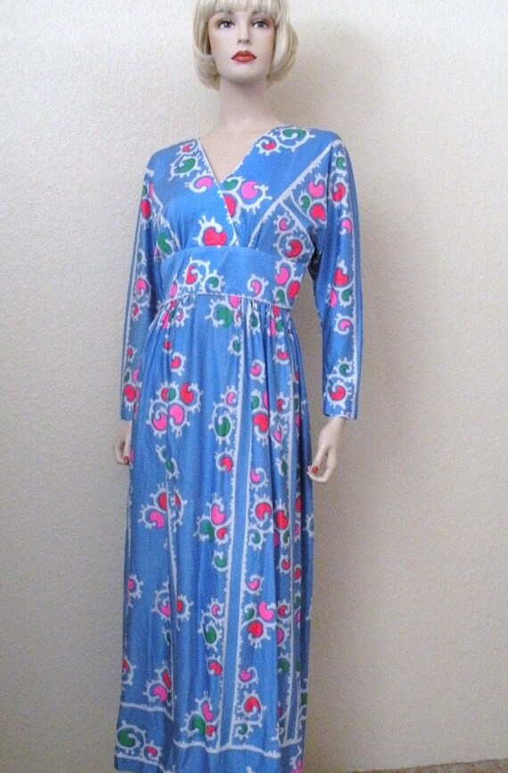 1970s Frederick Altmann Beverly Hills Maxi Dress Bust… - Gem