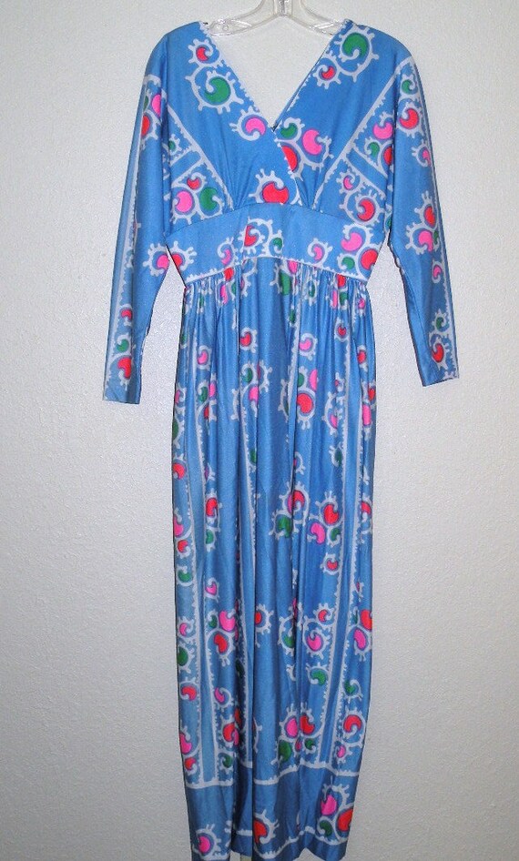 1970s Frederick Altmann Beverly Hills Maxi Dress Bust… - Gem