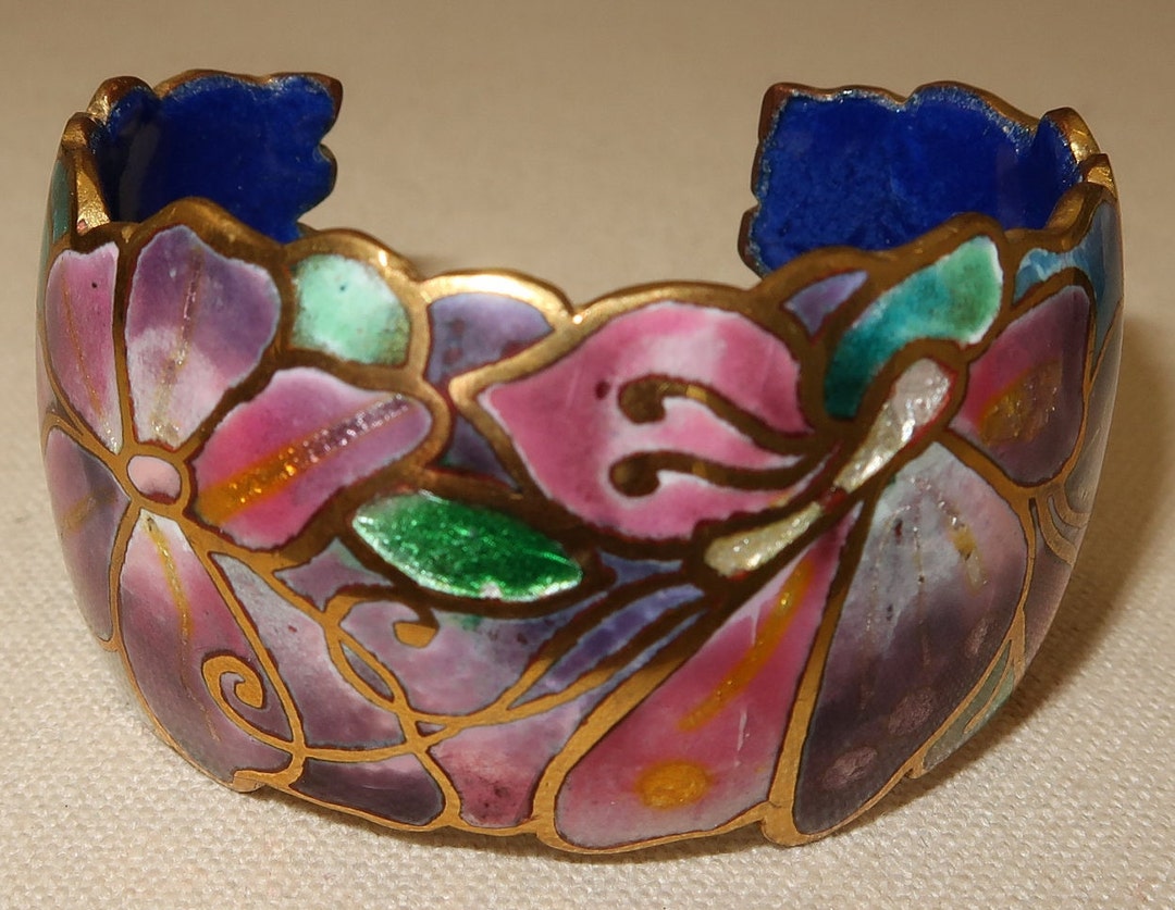 Vtg David Kuo Signed Cloisonne Cuff Bracelet - Etsy