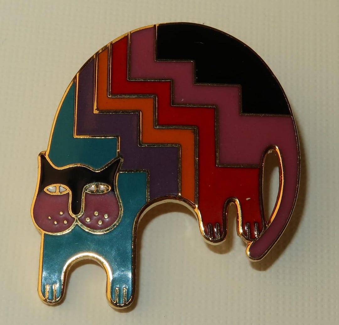 Vtg AZTEC CAT Laura Burch Brooch - Etsy