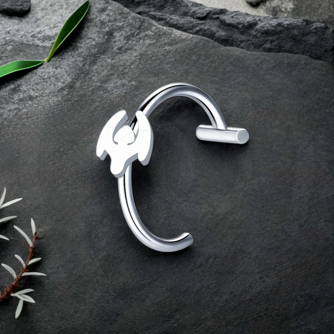 Surgical Steel Fake Lip Piercing Ring With Bat Figure No Piercing ...