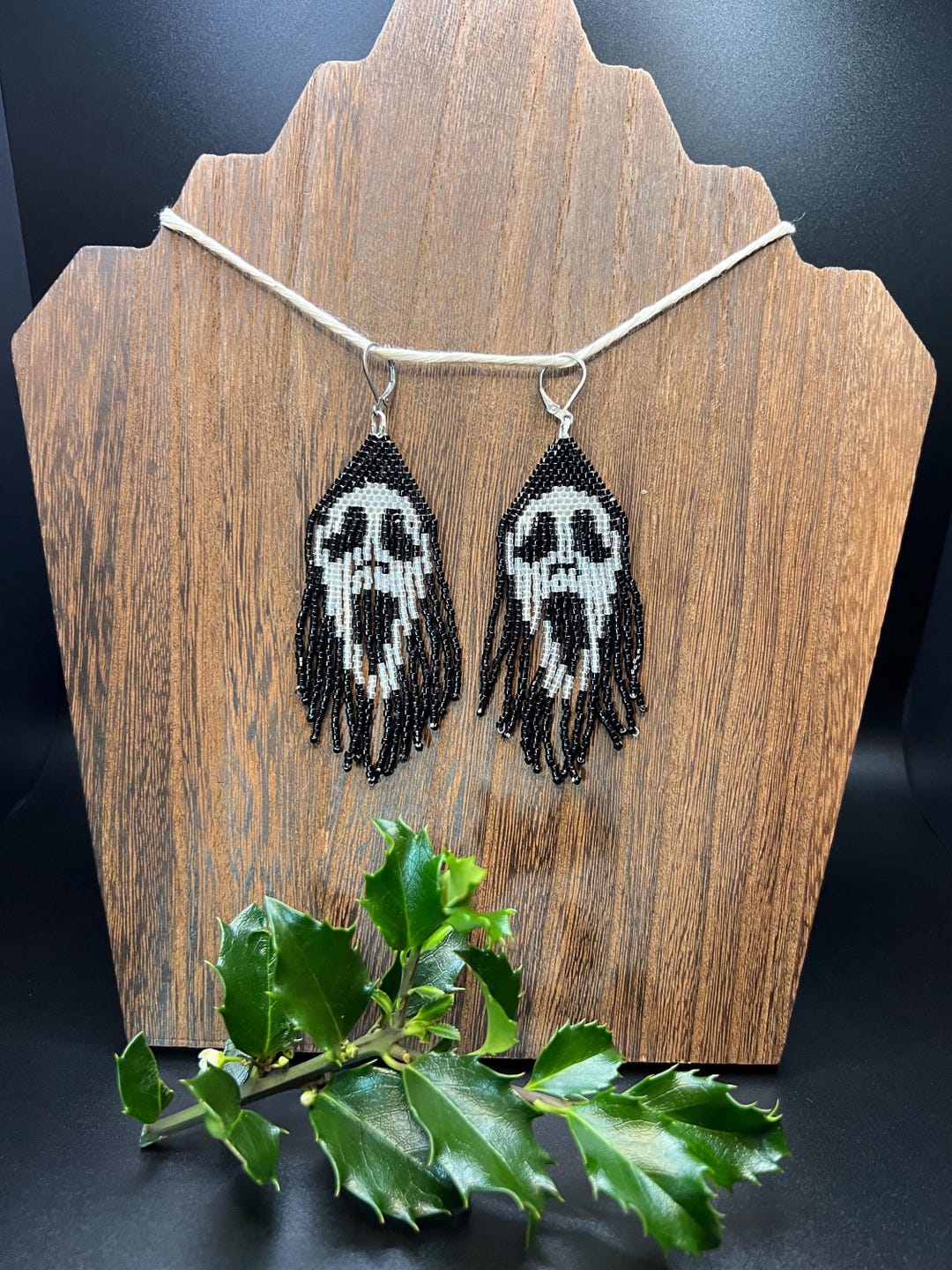 Scream Halloween Skull Fringe Beaded Earrings Native American Cheyenne ...