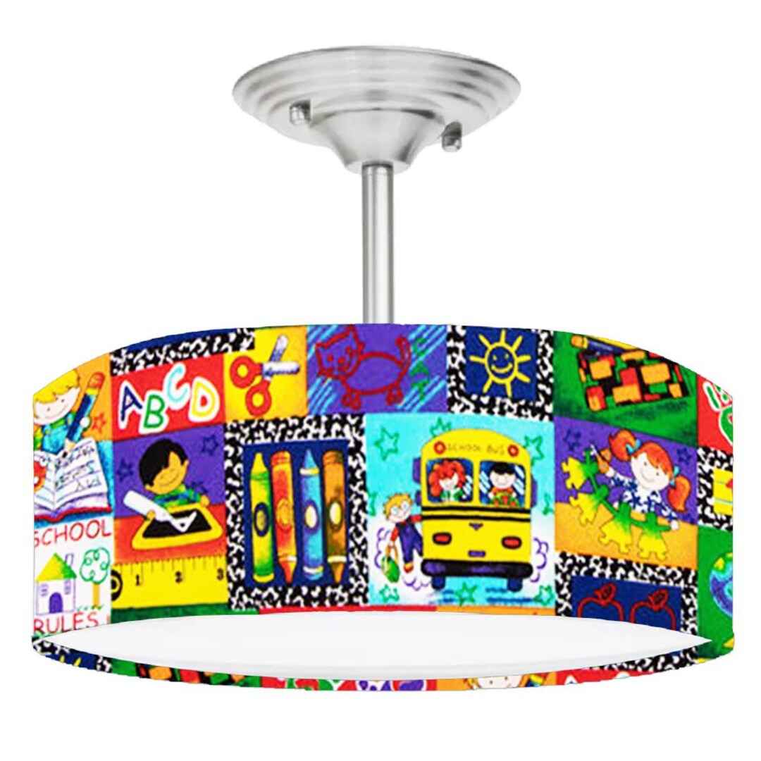 Drum Lamp Kindergarten Kids School Preschool 2-light Brushed Nickel ...