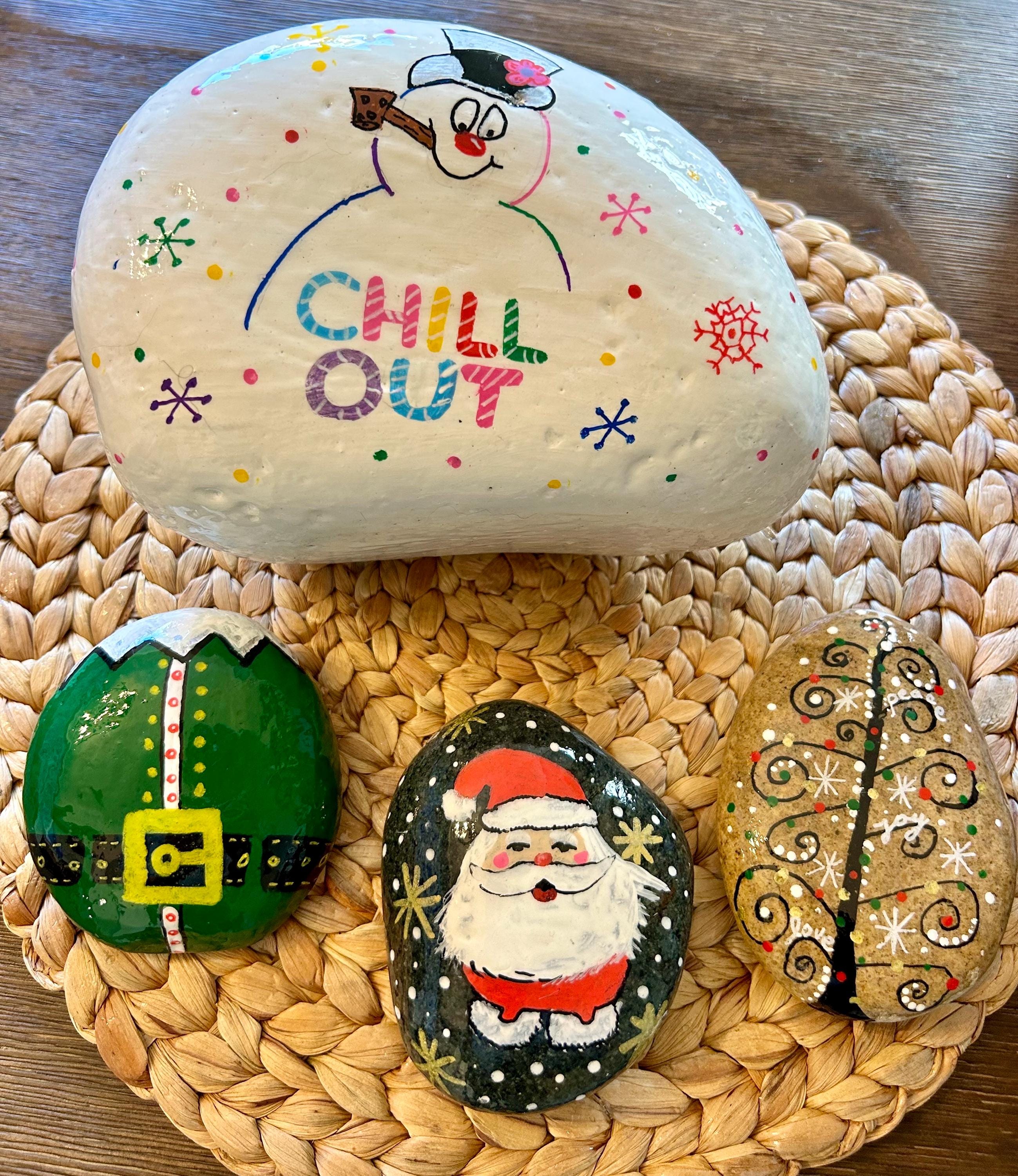 Christmas Themed Painted Rocks - Etsy