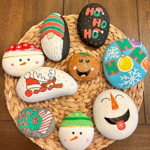 Christmas Themed Painted Rocks - Etsy