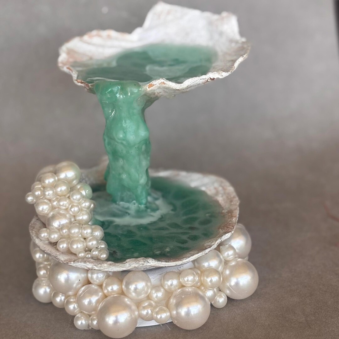 Clay Shell Floating Waterfall With Pearl Base -unique Gift - Sea Shell ...