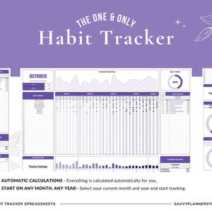 Digital Habit Tracker Spreadsheet for Google Sheets, Daily and Weekly ...