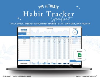 Habit Tracker Spreadsheet Google Sheets, Daily & Weekly Planner, Goal ...