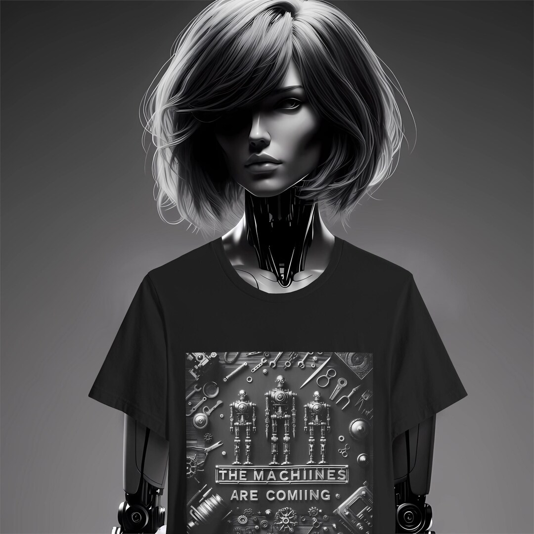 Id:sq4 AI T-shirt, Monochrome Machines Inspired Unisex Science Fiction ...