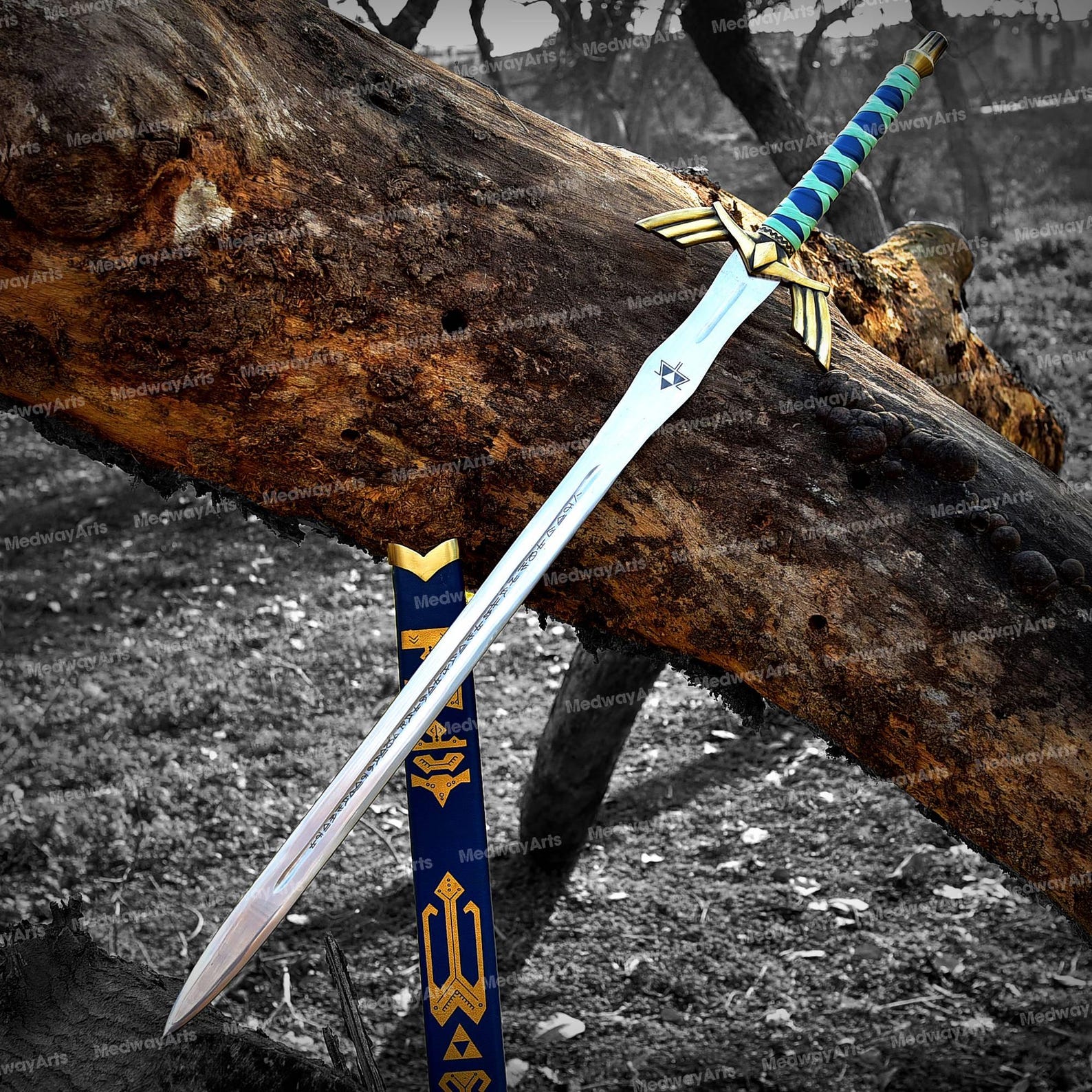 Hand Forged Master Sword: Legend of Zelda Replica With Blue/black ...
