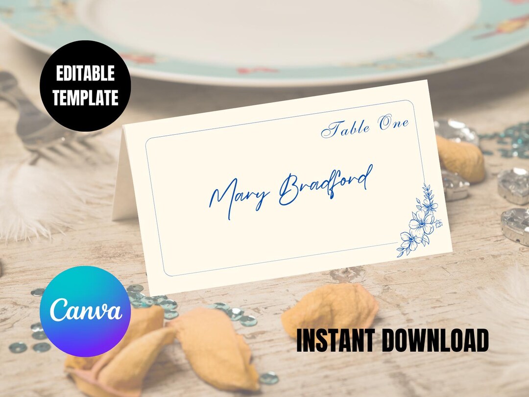 Printable Place Cards Template, Canva Custom Editable and Digital ...