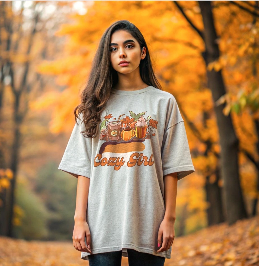 Cozy Girl Fall Aesthetic Cottagecore Oversized Trendy Unisex Cotton Tee ...