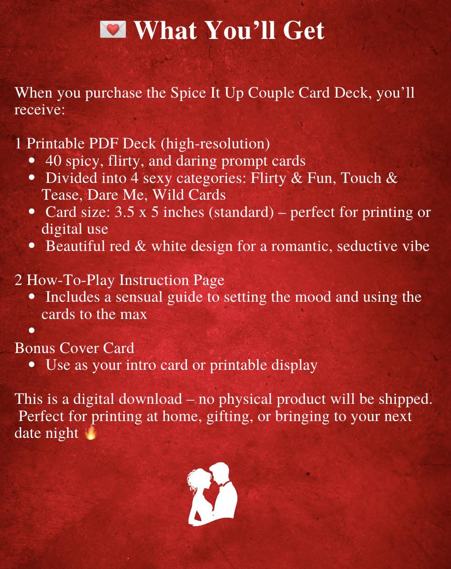 Spicy Couple Game Printable – Dirty Card Game for Couples, Digital ...