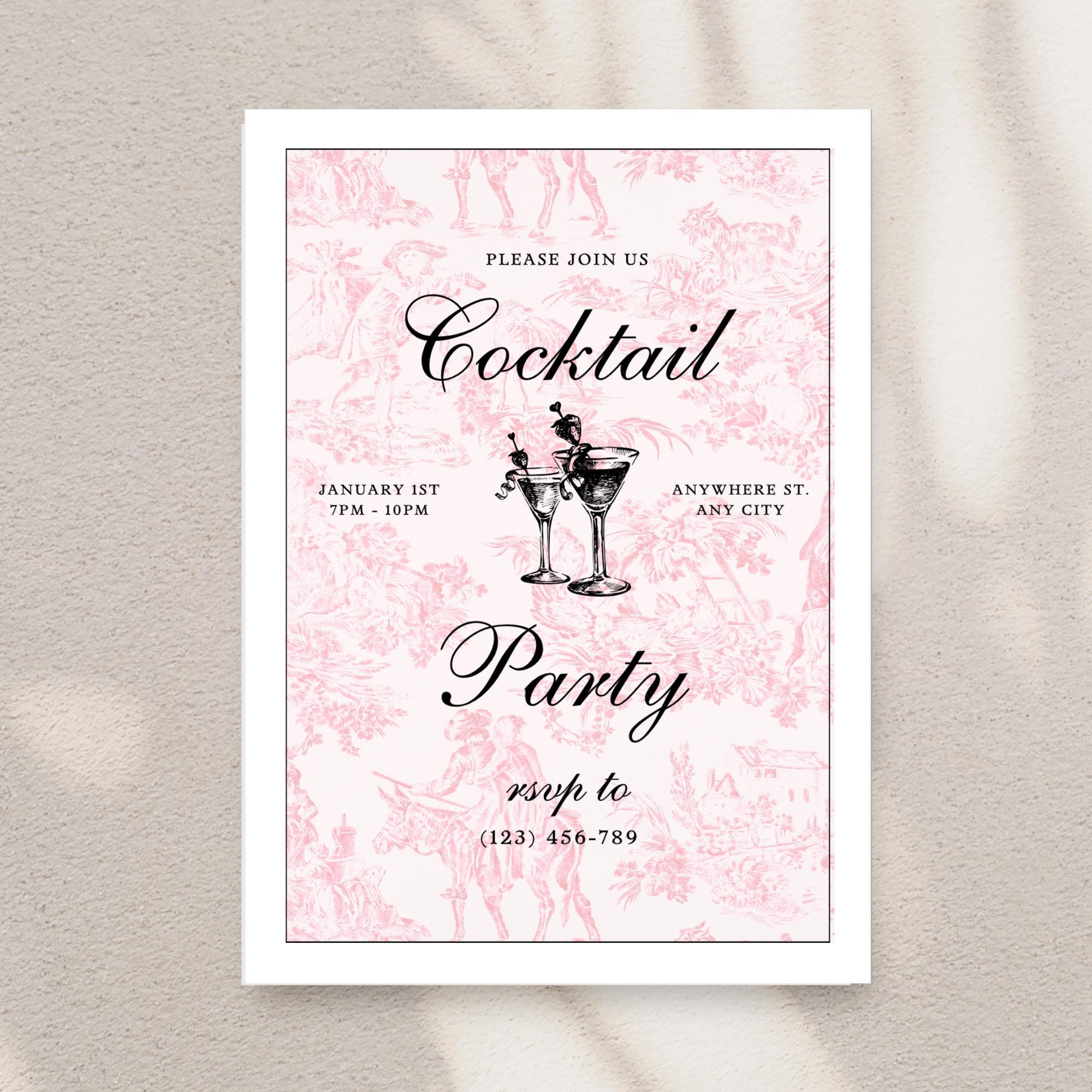Cocktail Party Invitation Template Editable Cocktail Party Invite Text ...