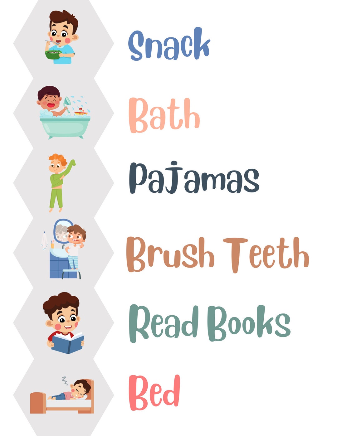 Bedtime Routine Boy - Etsy