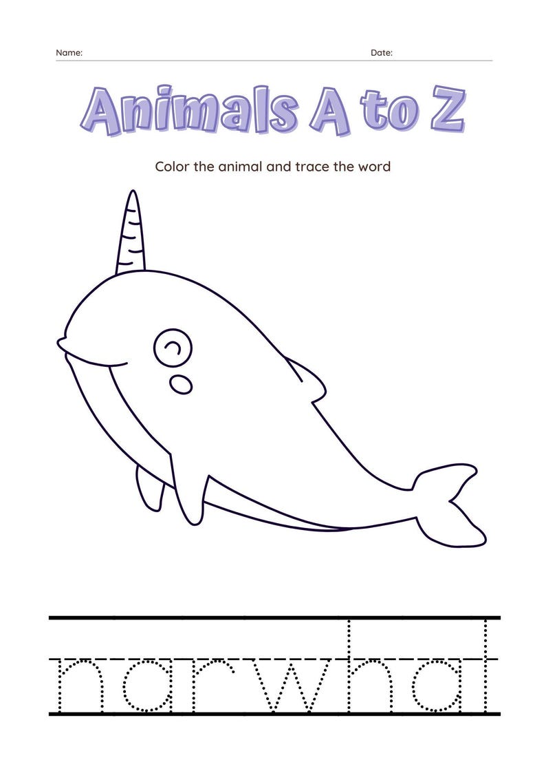 A to Z Animal Alphabet Coloring Pages Educational Coloring Worksheets ...