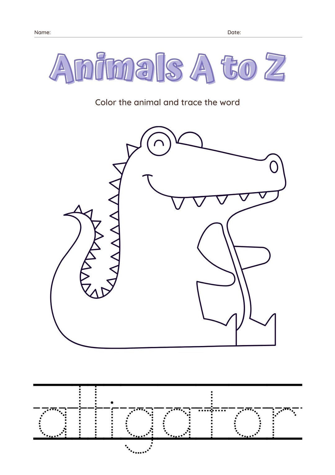 A to Z Animal Alphabet Coloring Pages Educational Coloring Worksheets ...