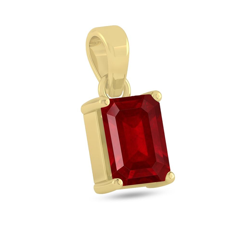 Ruby Gemstone Pendant – 925 Sterling Silver Necklace With Emerald Cut ...