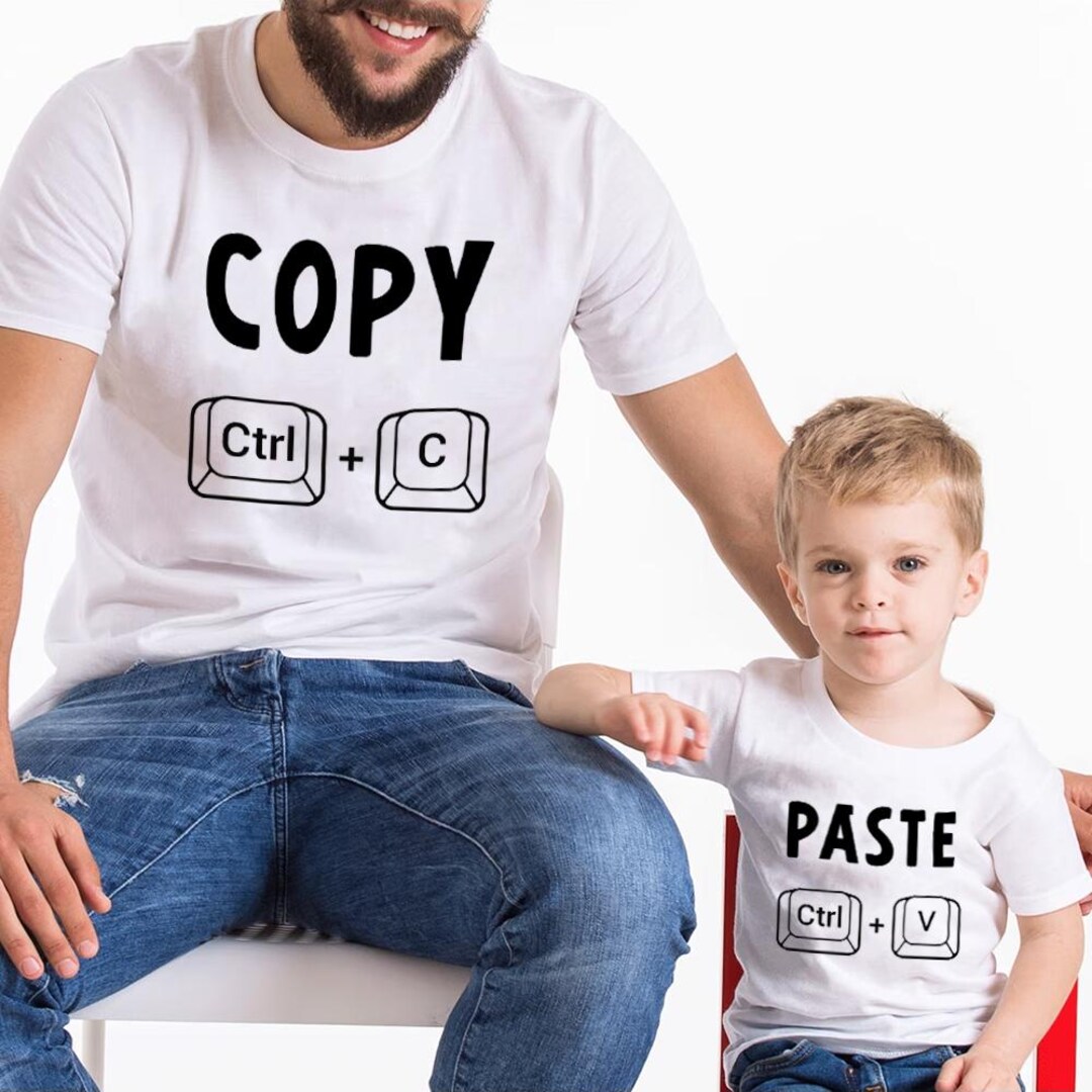 Copy Paste Funny Matching Couple T-shirt, Men's Women's Kids Sizes (MAC ...