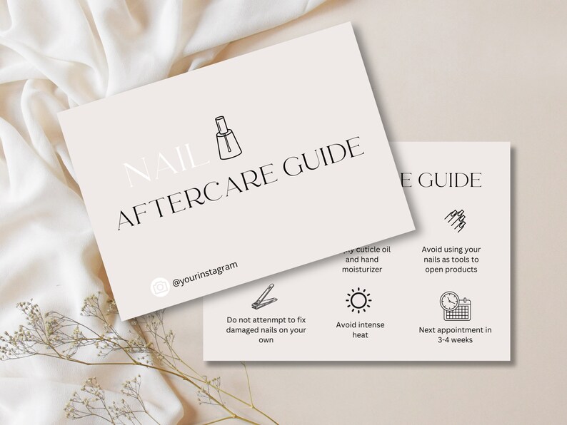 Editable Nails Aftercare Card, Nails Aftercare Card, Beauty Salon Nails ...