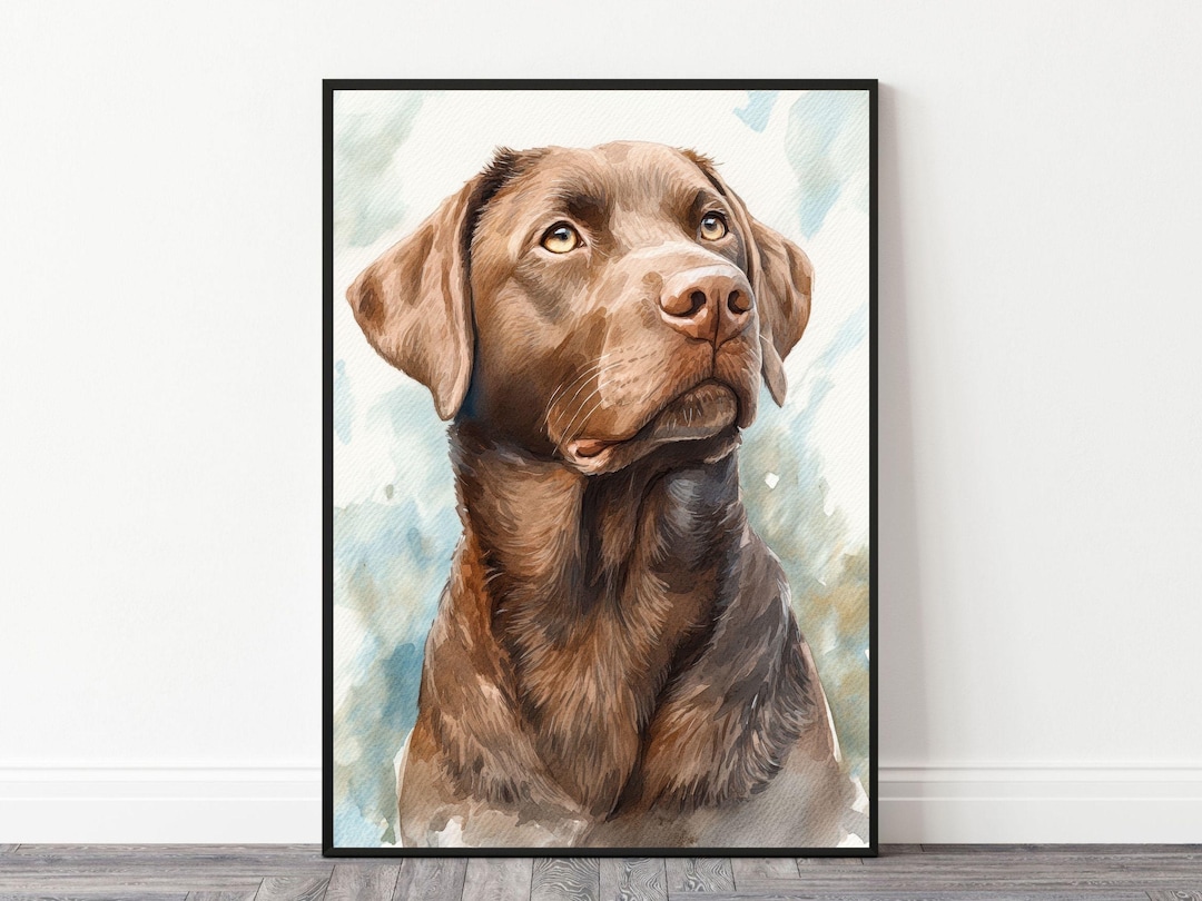 Chocolate Labrador Retriever Watercolor Art Print | Chocolate Lab Wall ...