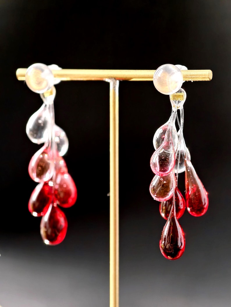 Red Dew Drop Earring, Vampire Dangle Earring, Blood Raining Earring ...