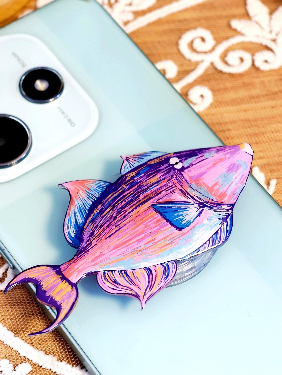 Hand-painted Resin Fish Phone Grip Stand, Marine Gift - Etsy