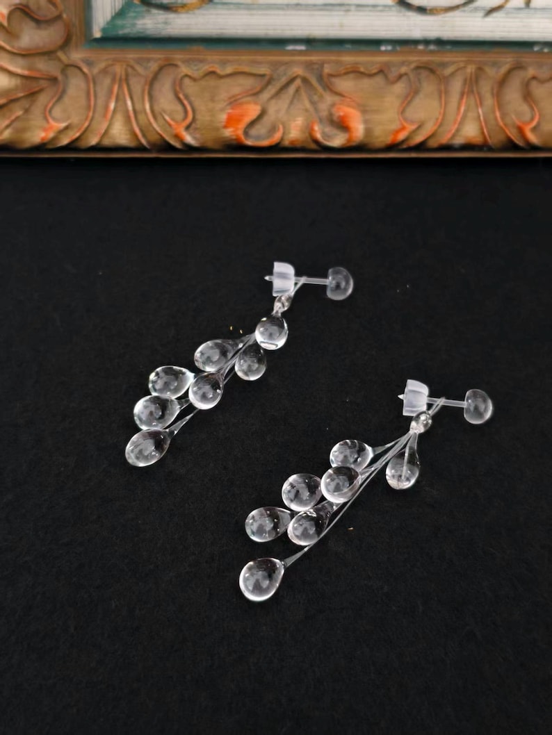 Handmade Clear Resin Rain Drop Earrings, Minimalist Jewelry - Etsy