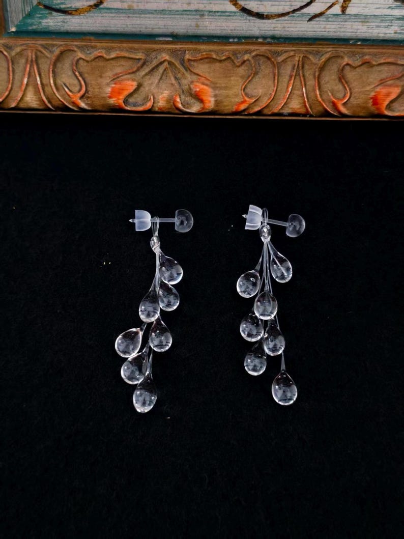 Handmade Clear Resin Rain Drop Earrings, Minimalist Jewelry - Etsy