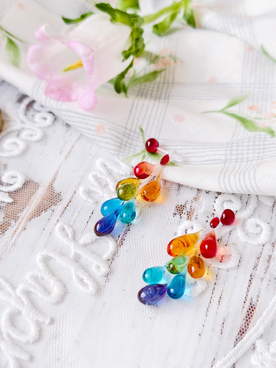 Rainbow Earrings, Raindrop Teardrop Earring, Pride Resin Earrings ...