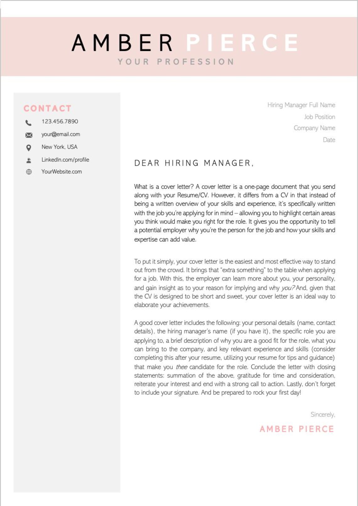 Professional, Chic Resume & Cover Letter Template | Easy to Use Resume ...