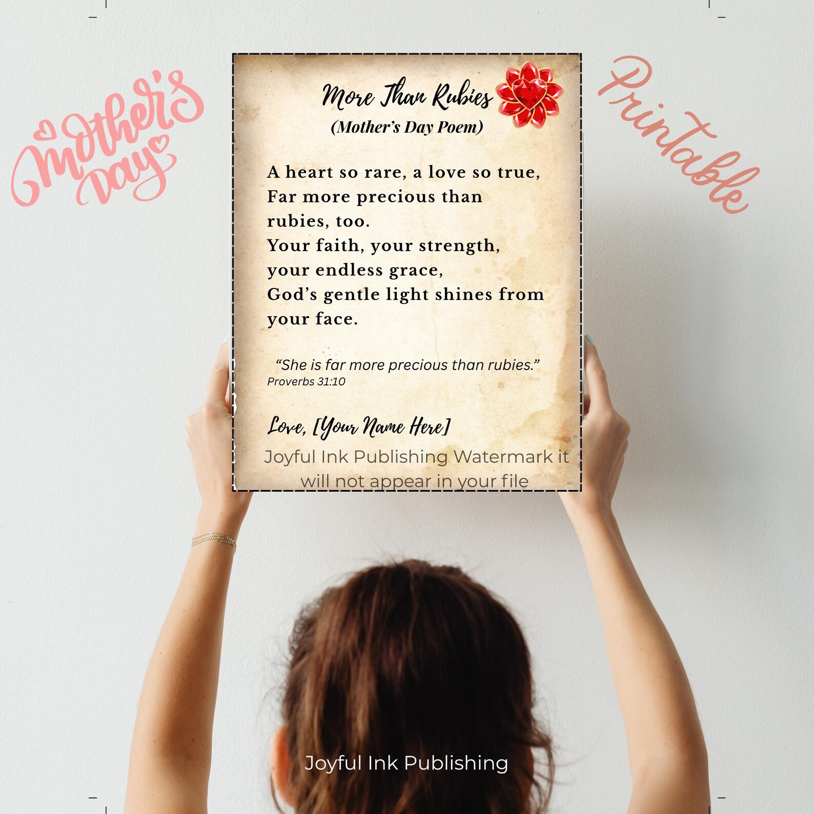 Mother's Day Printable Poem I Proverbs 31:10 I Faith-based Printable ...