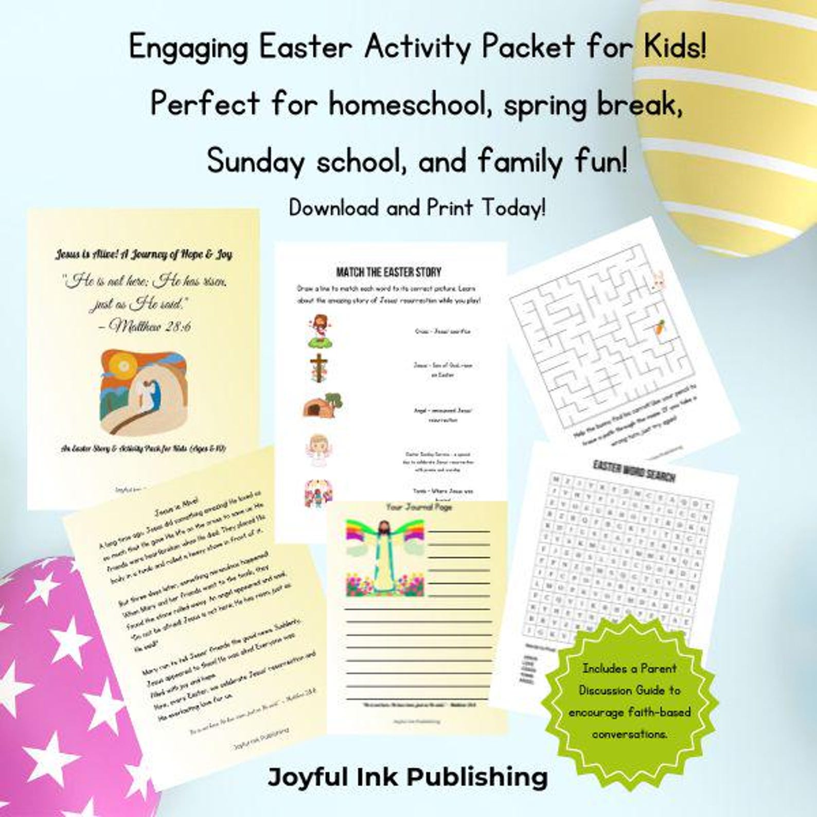 Printable Christian Easter Activity Pack for Kids-faith-based Easter ...