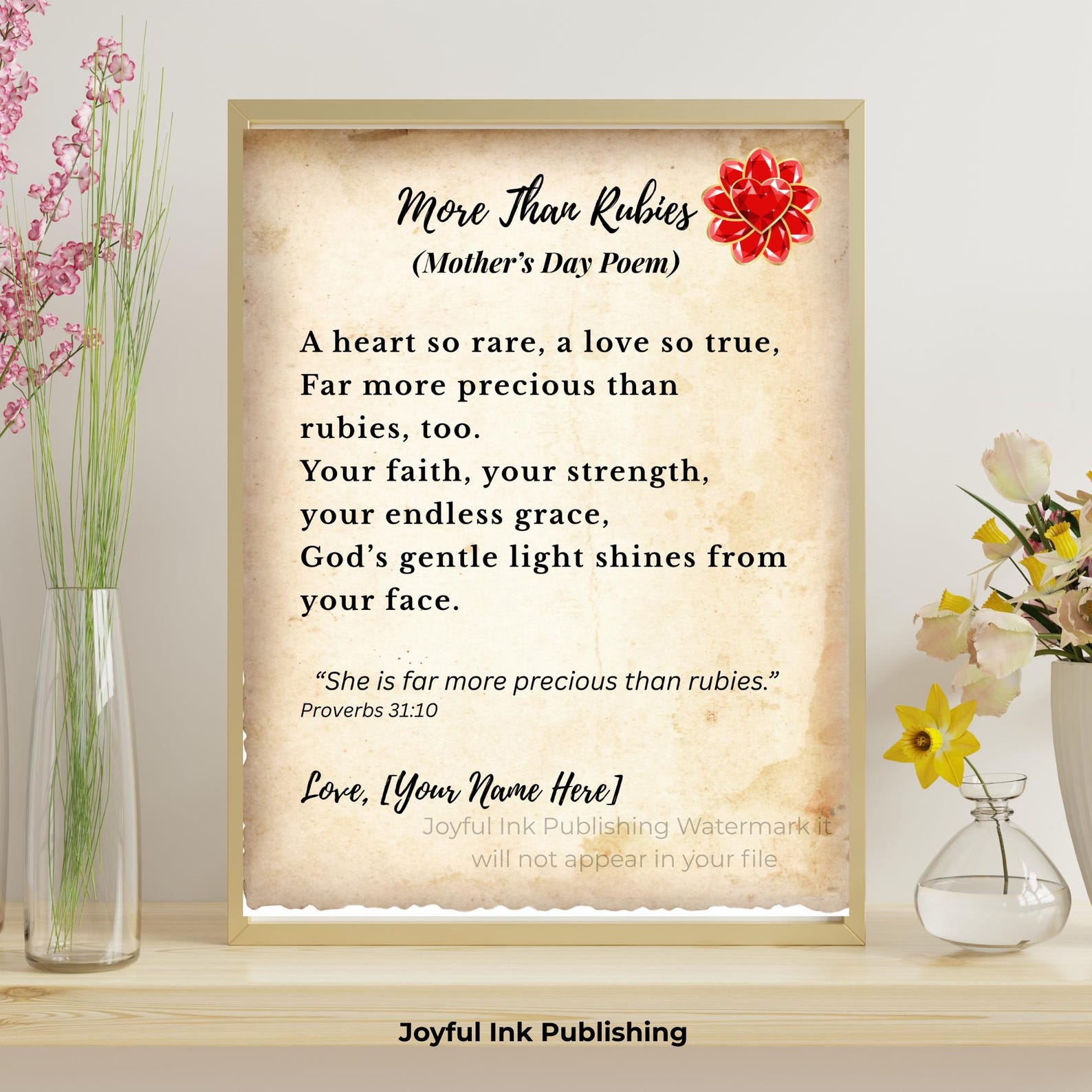 Mother's Day Printable Poem I Proverbs 31:10 I Faith-based Printable ...