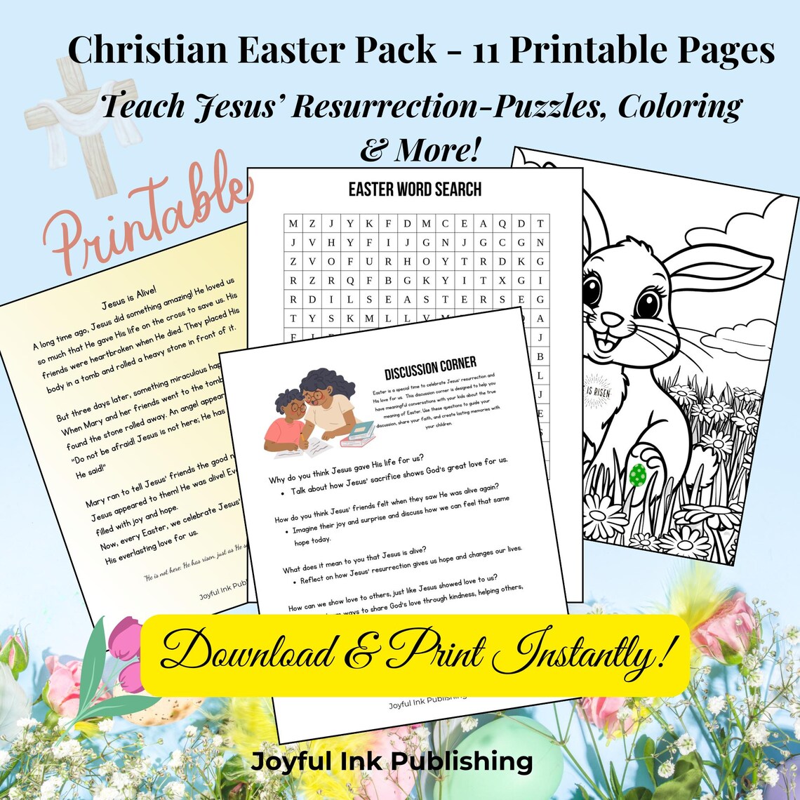 Christian Easter Activity Pack | Printable Bible Games, Coloring (PDF ...