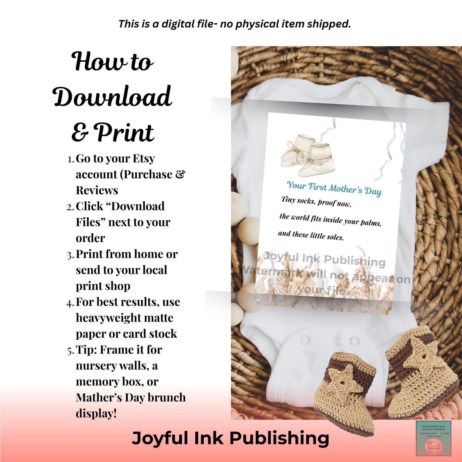 First Mother's Day Haiku Poem Printable I New Mom Gift I Baby Keepsake ...