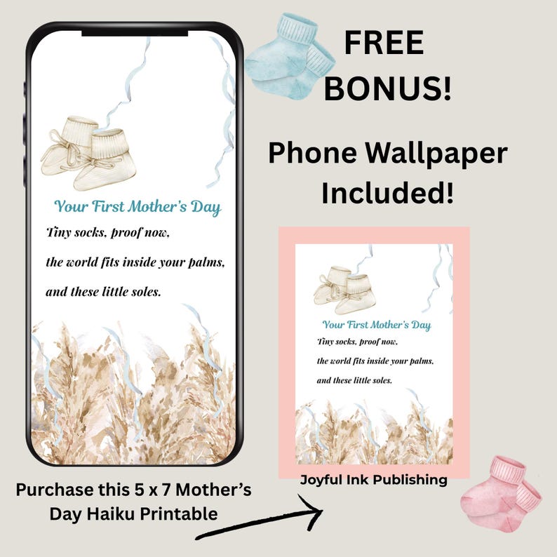 First Mother's Day Haiku Poem Printable I New Mom Gift I Baby Keepsake ...