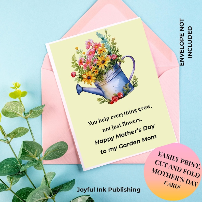 Garden Mom Mother's Day Card Printable I Floral Foldable Card for Plant ...