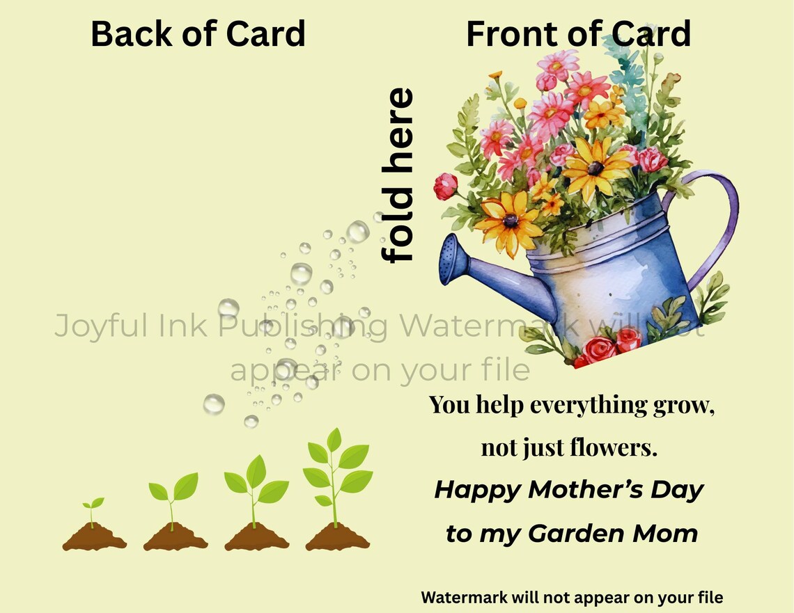 Garden Mom Mother's Day Card Printable I Floral Foldable Card for Plant ...