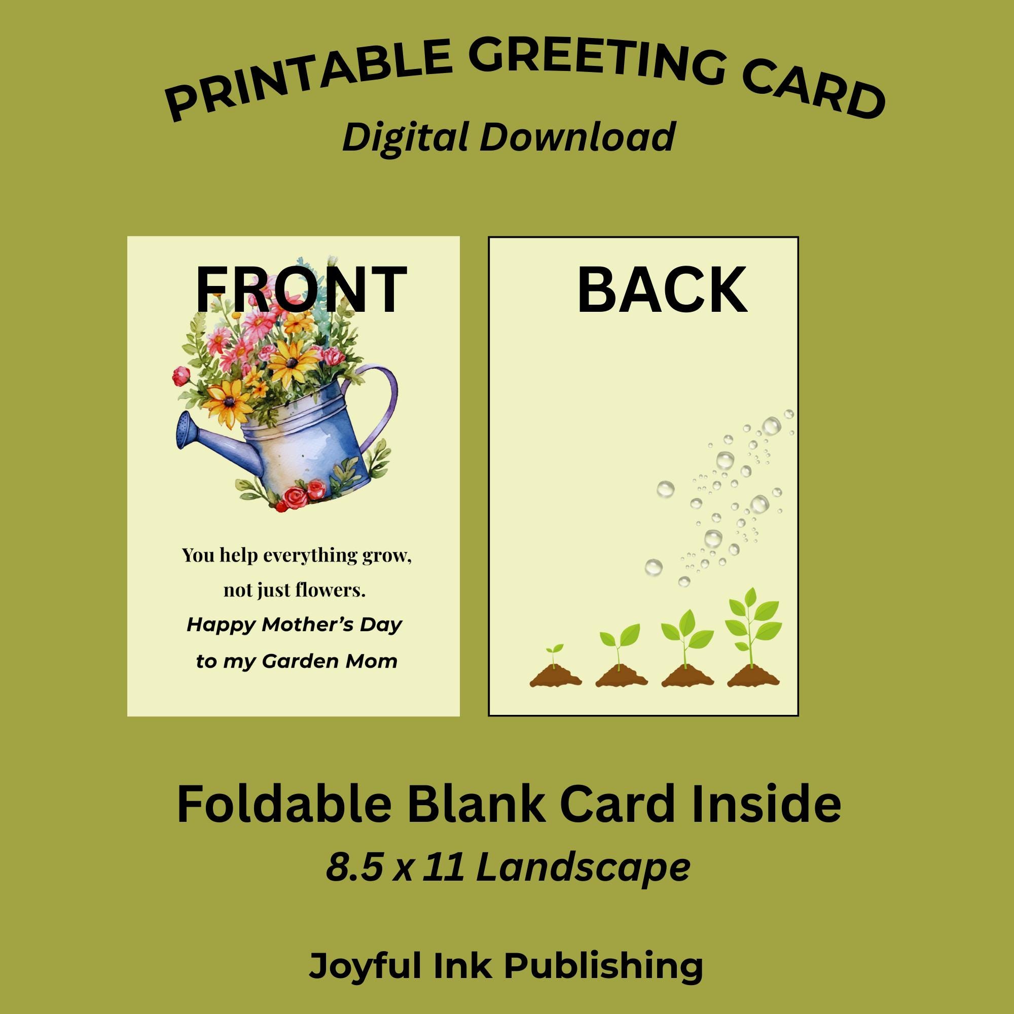 Garden Mom Mother's Day Card Printable I Floral Foldable Card for Plant ...