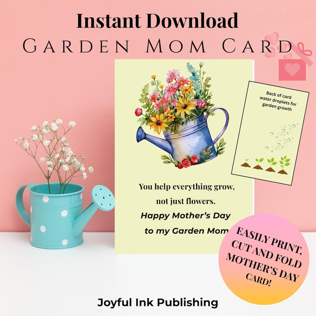 Garden Mom Mother's Day Card Printable I Floral Foldable Card for Plant ...