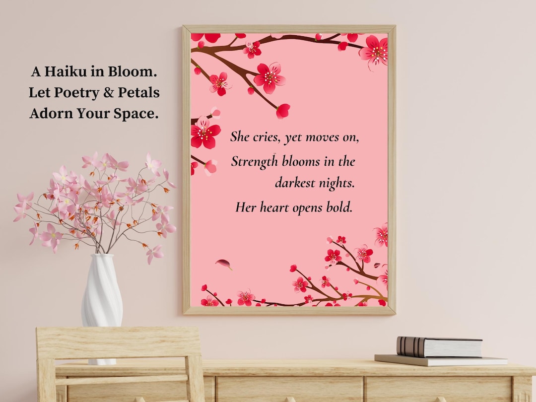Cherry Blossom Haiku Print: Japanese Zen Wall Art (digital Download, 5 ...