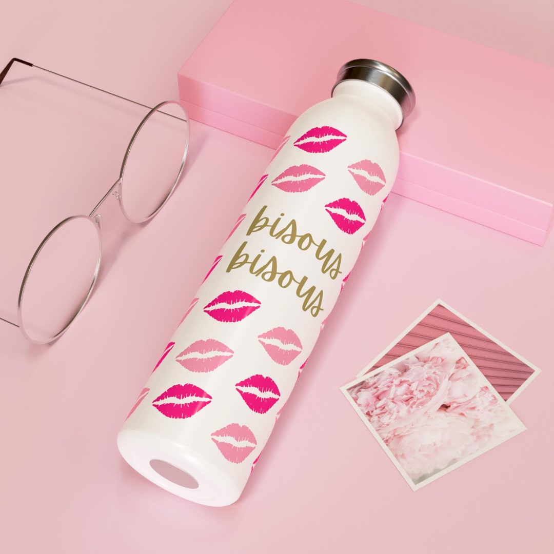 Kiss Kiss, Bisous, Bisous Slim Water Bottle (20oz) Valentine's Day ...
