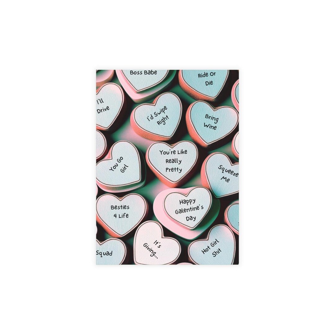 Valentine's Day Conversation Heart Cards envelopes Included Galentine's ...