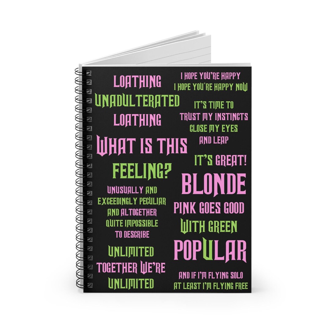 Wicked Movie Lyrics Notebook - Popular, What is This Feeling, Defying ...